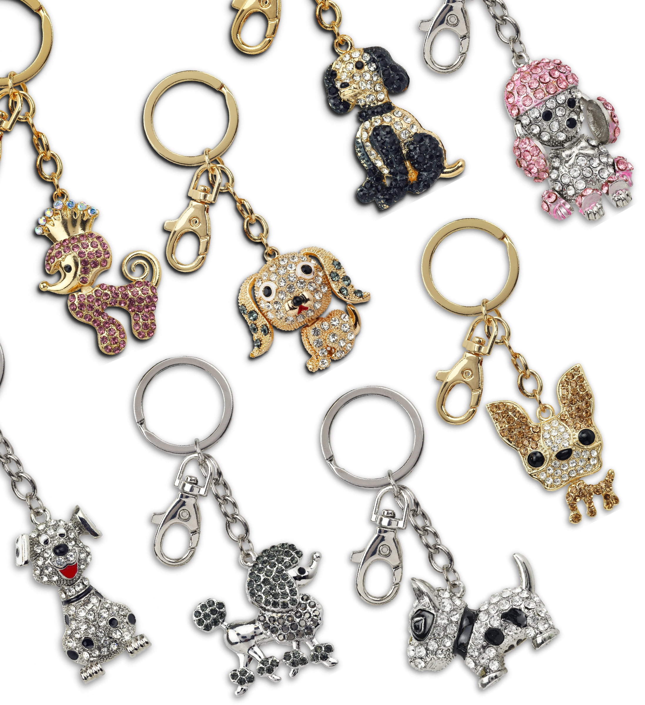 Aqua79 Dogs Gold Silver Keychains – Dalmatian, Poodle, Beagle, Bull ...