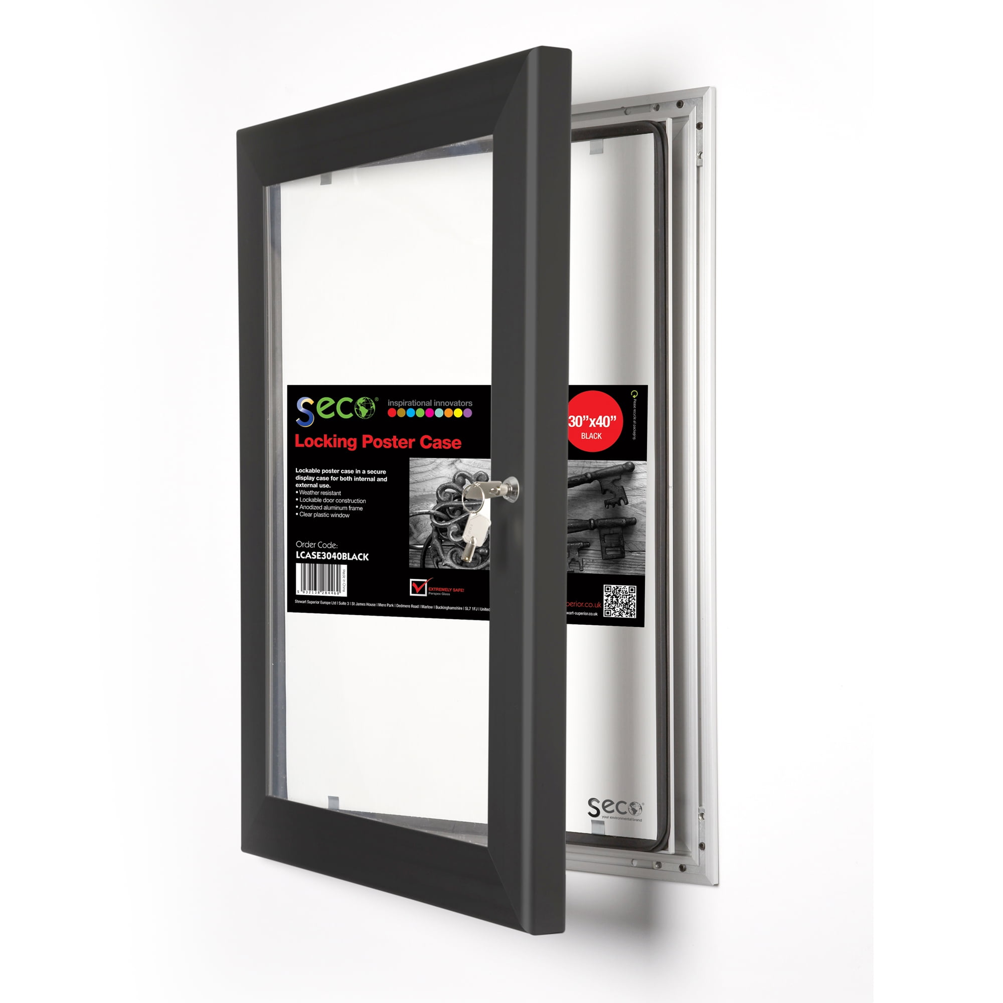 SECO Locking Indoor/Outdoor Poster Case, Shatterproof, Rustproof, 30"x ...