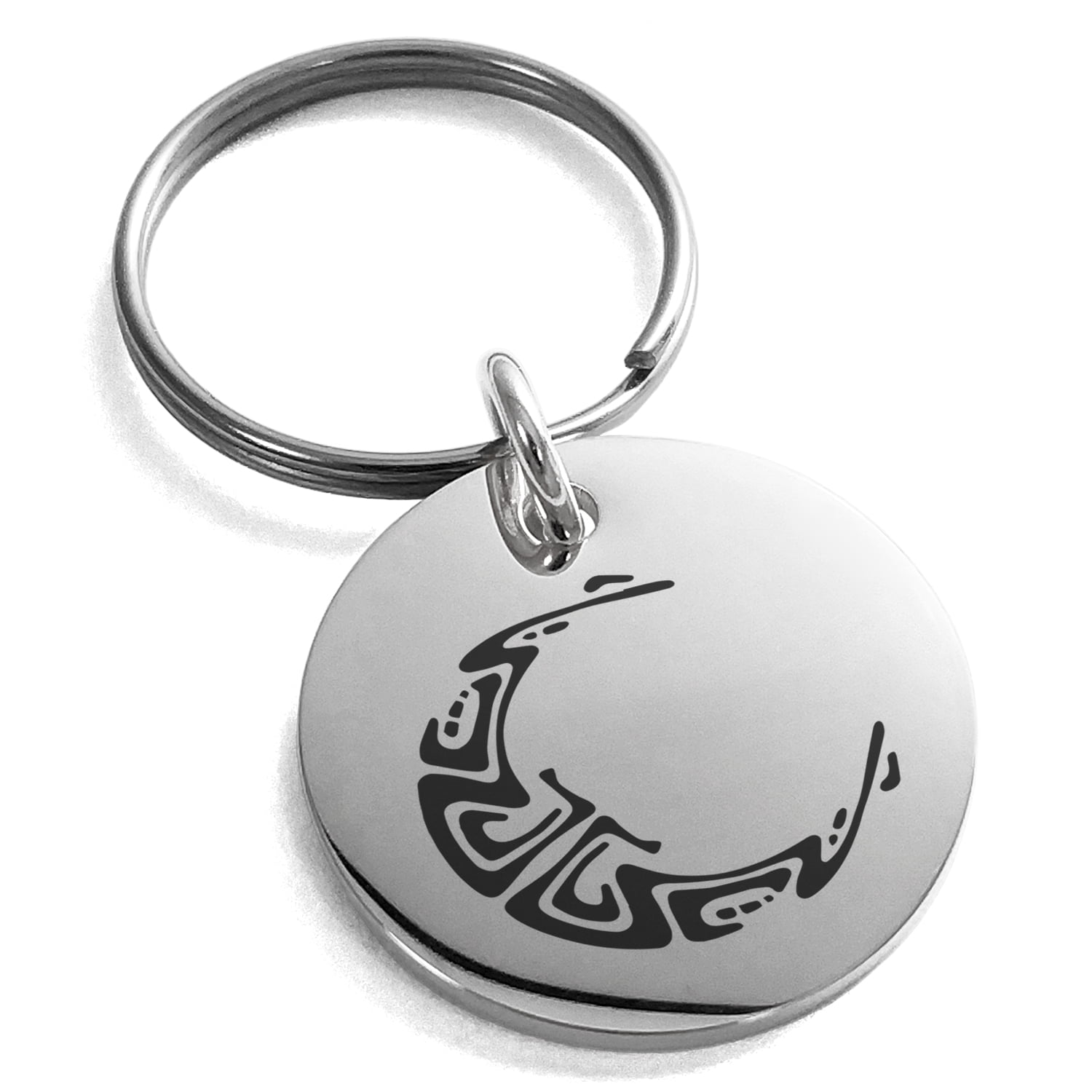 Stainless Steel Mayan Crescent Moon Rune Engraved Small Medallion ...