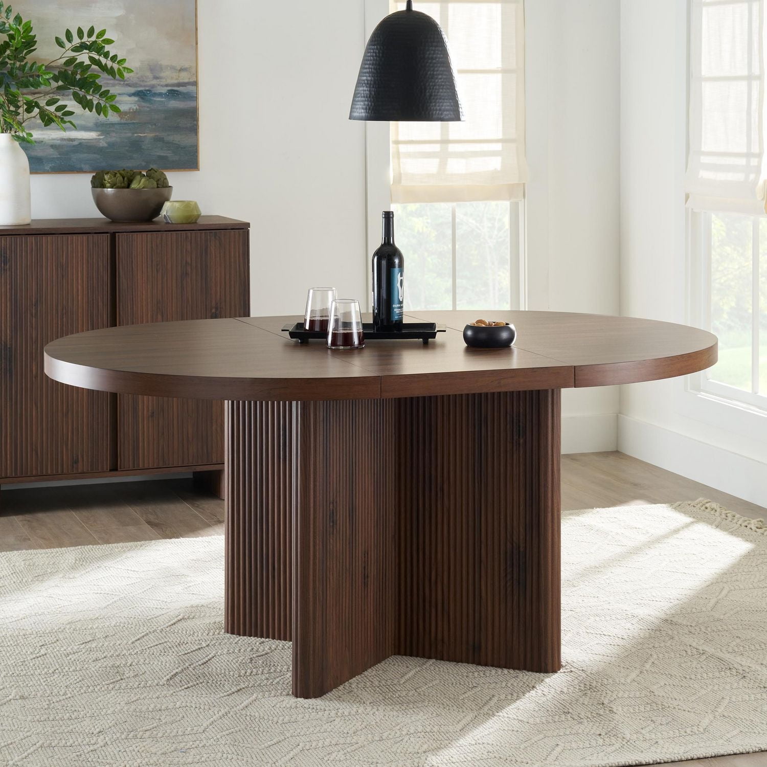 Better Homes & Gardens Lillian Fluted Round Expandable Dining Table ...
