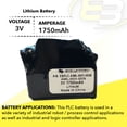 3V 1750mAh Lithium Battery Compatible with Fanuc A02B-0323-K102, A98L ...