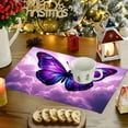 7 Piece Linen Table Runner and Placemats Set, Butterfly Purple Sky ...