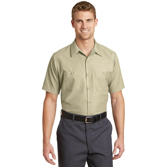Red Kap SP24 Short Sleeve Industrial Work Shirt, Light Tan, 6XLR ...