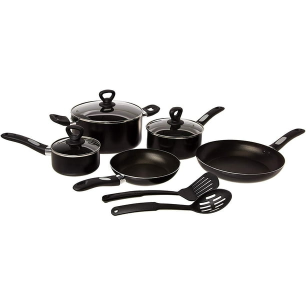 Mirro A797SA Get A Grip Aluminum Nonstick Cookware Set, 10-Piece, Black ...
