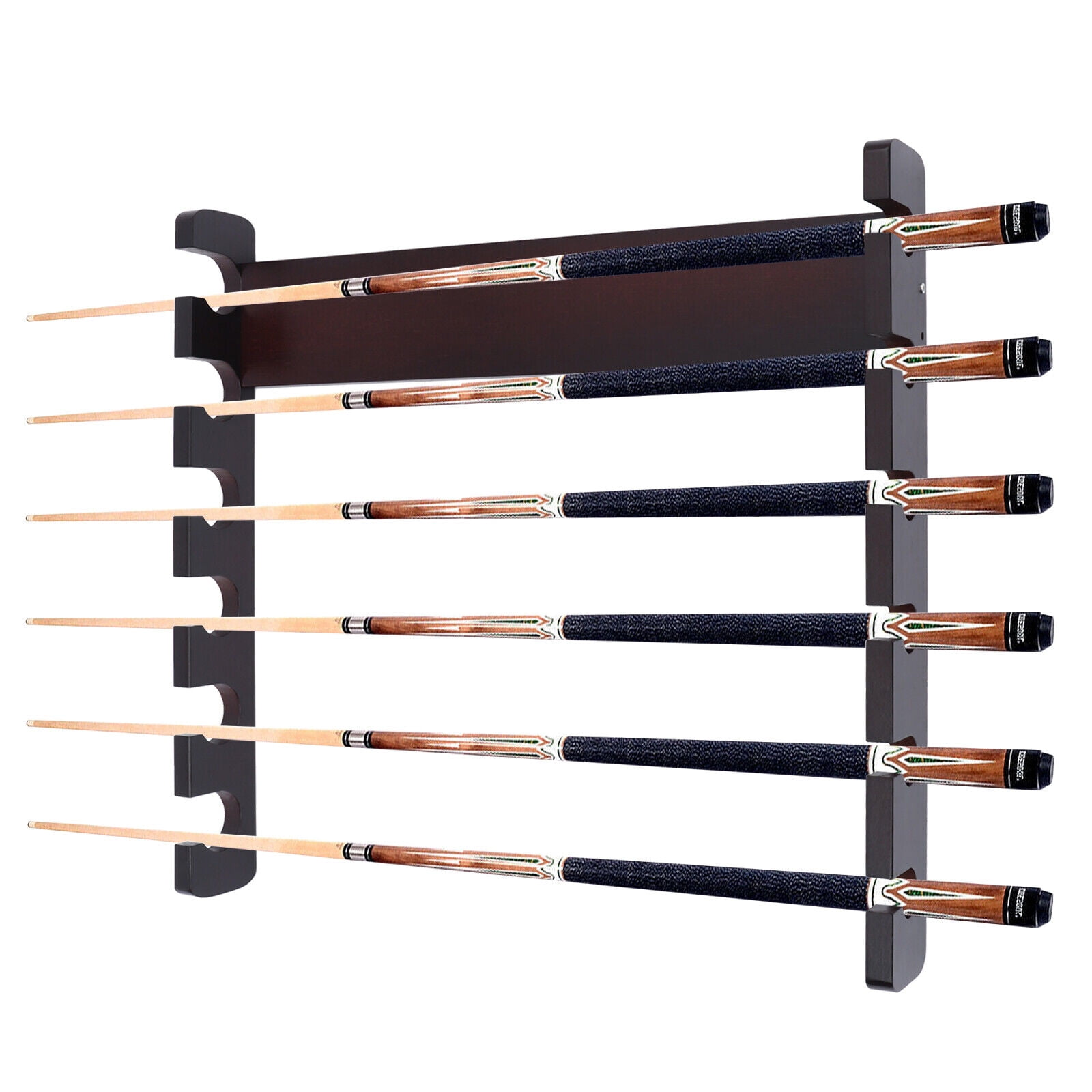 6 Sticks Pool Cue Rack Wall Mounted, Horizontal Storage, Billiard Cue ...