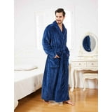 FashGudim Mens Robe, Big and Tall, Full Length Shawl Collar, Navy, Plush Warm Bathrobe - Walmart.com