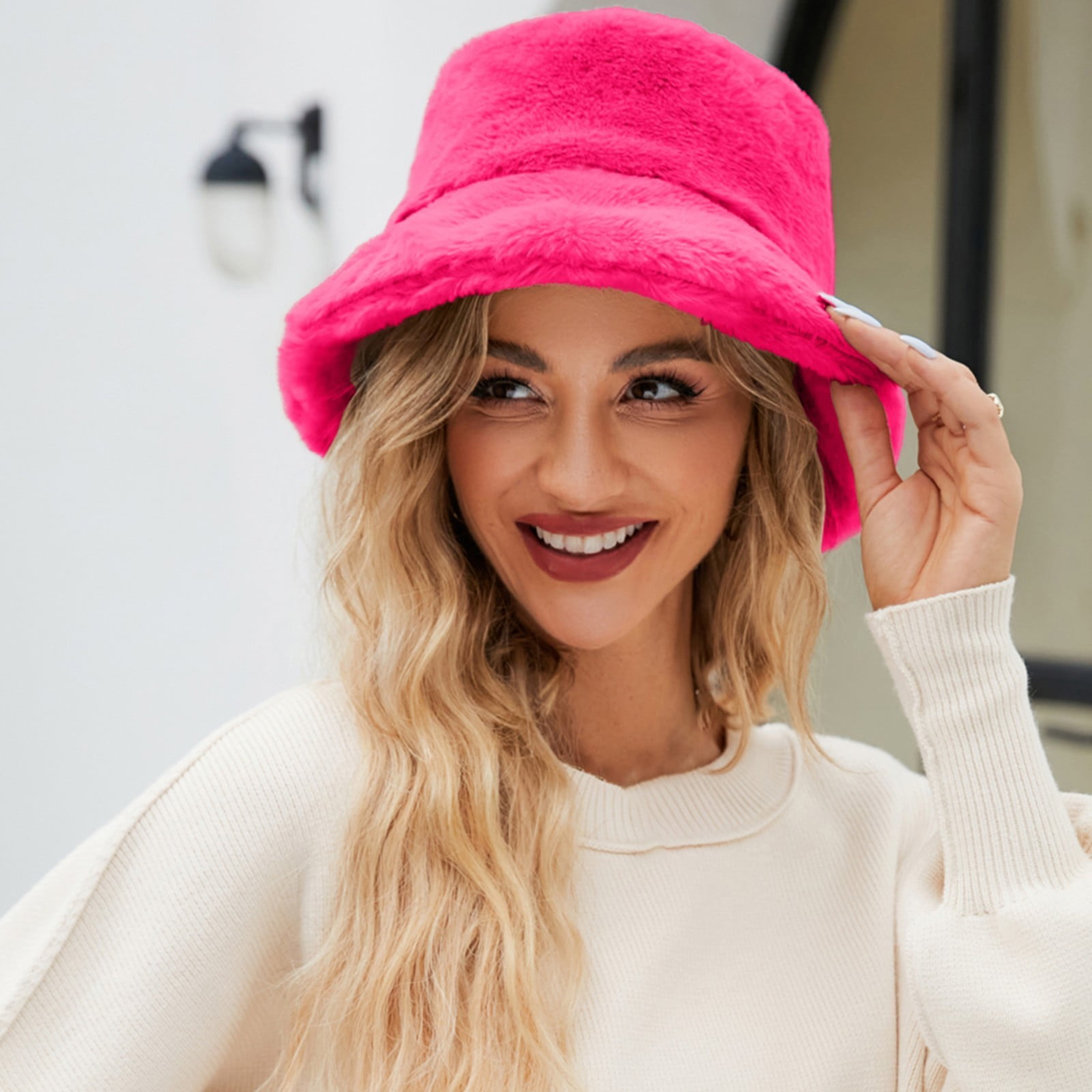 Click here for Seductiva Up To $10 Bucket Hats Pink Fuzzy Bucket... prices