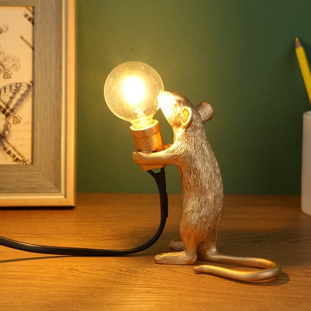 Clairlio Modern Animal Mouse LED Table Lamp Nordic Resin Statue Mouse ...