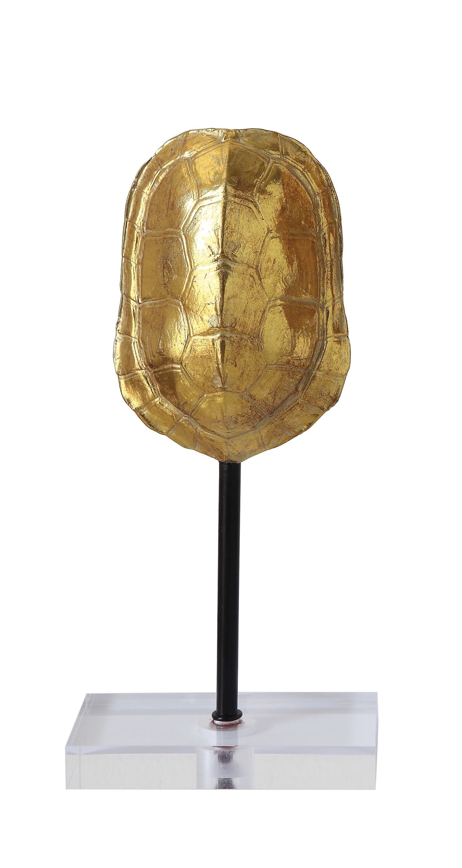 Ember Interiors Small Gold Resin Turtle Shell on Pole & Acrylic Base ...