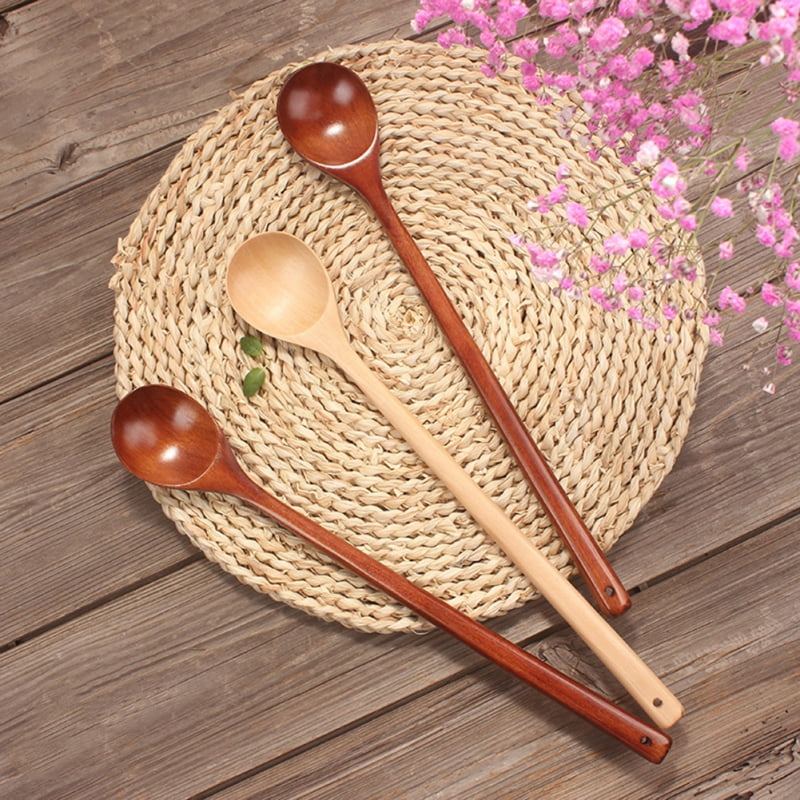 Buy Wooden Spoon 13-inch, Long Handle Cooking Spoon - Nonstick Spoon ...