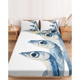 Cal.King Size Fitted Sheet Set - Blue Fish 3 Piece Bedding Sets 16 ...