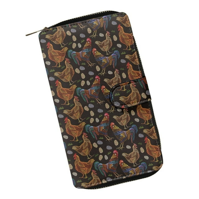 Xoenoiee Chicken Hens Pattern Slim Thin Wallet PU Leather Credit Card ...
