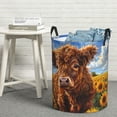 Cloud Sky Sunflower Cow Laundry Basket with Handles - Freestanding ...