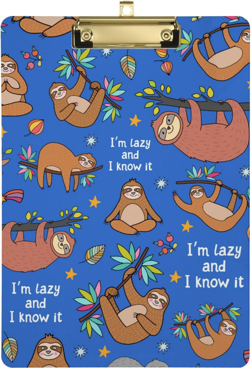 KXMDXA Cartoon Sloth Clipboard Hardboard Wood Nursing Clip Board and ...