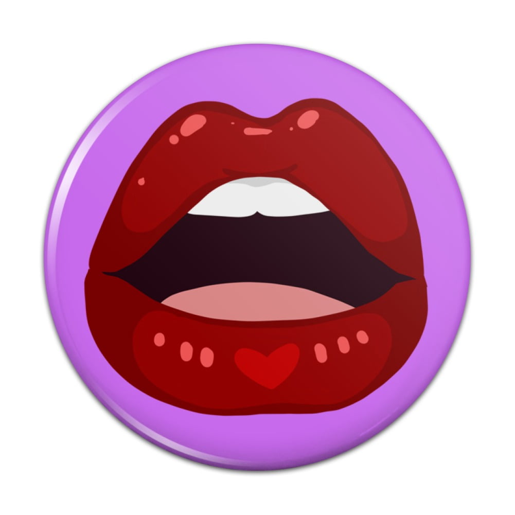 Seductive Luscious Open Mouth Lips Pinback Button Pin - Walmart.com