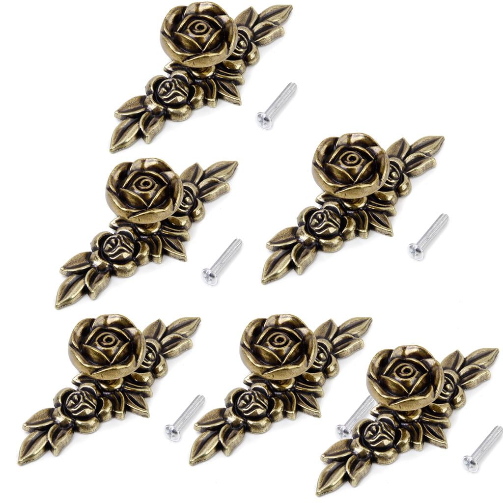 6Pcs Bronze Rose Drawer Pull Decorative Knob For Kitchen Bathroom ...