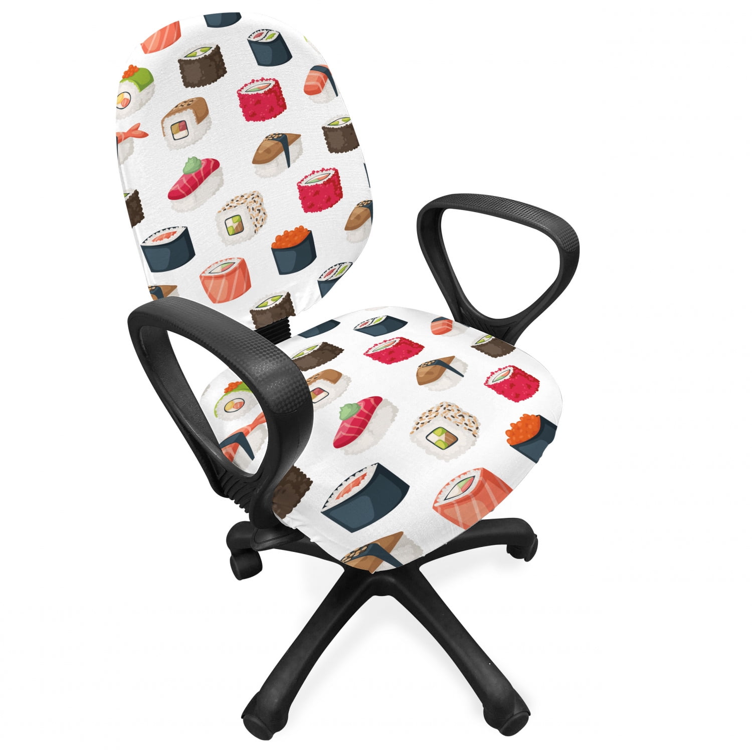 Sushi Office Chair Slipcover, Yummy Sushi Rolls Japanese Maki and ...