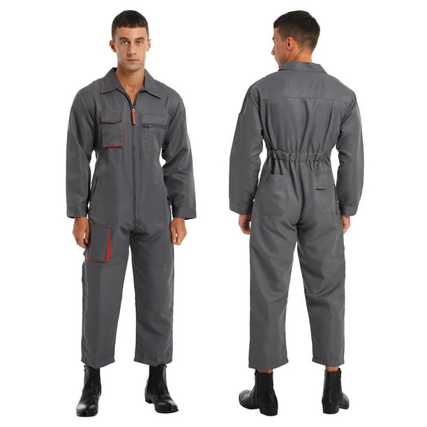 Aislor Mens Mechanic Uniforms Long Sleeve Zip Up Coverall Stain and ...