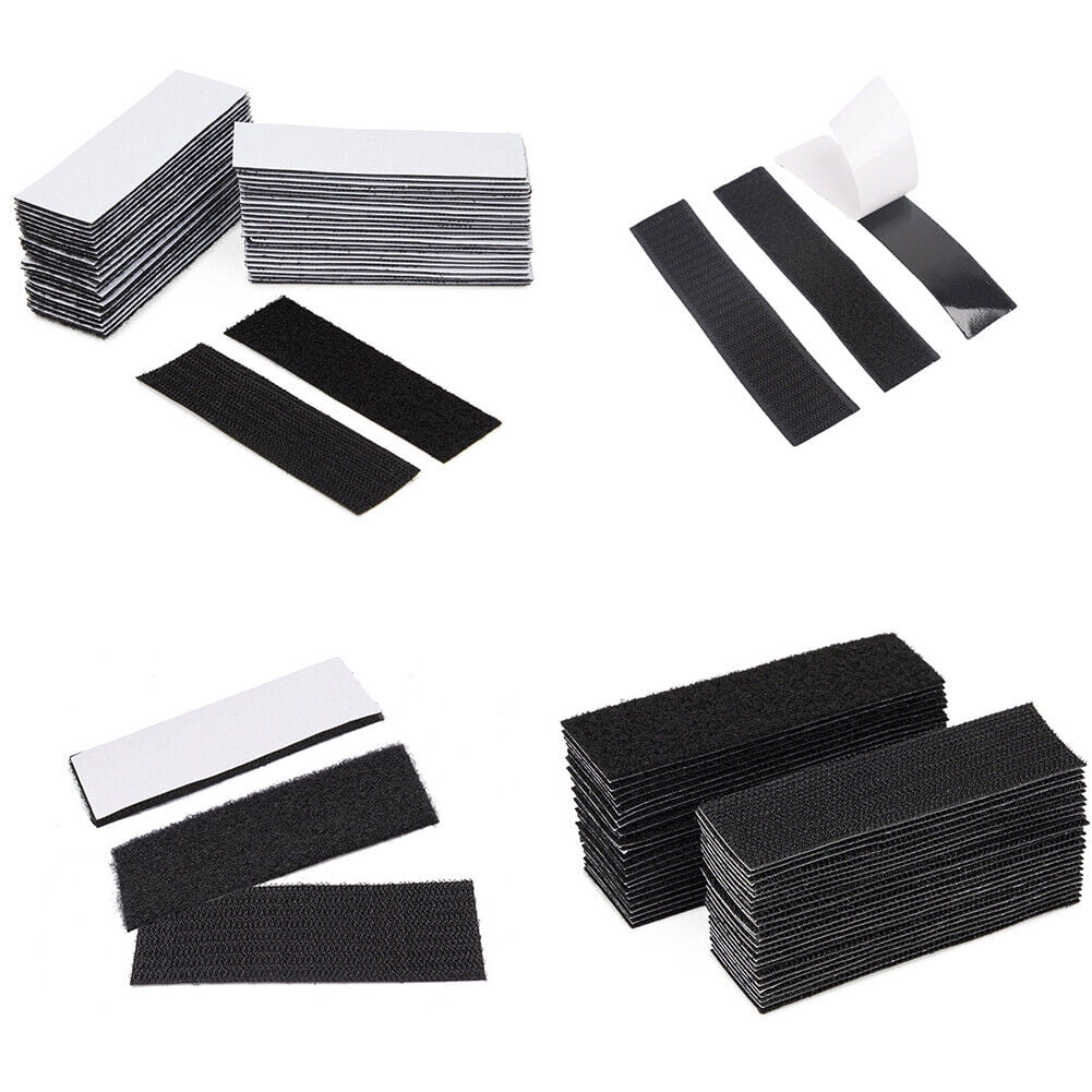 US 40-80 Pack Hook and Loop Strips with Adhesive, 1.2 x 4 Inches Black ...