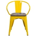 BizChair 4 Pk. Yellow Metal Chair with Wood Seat and Arms - Walmart.com