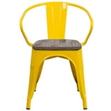 BizChair 4 Pk. Yellow Metal Chair with Wood Seat and Arms - Walmart.com