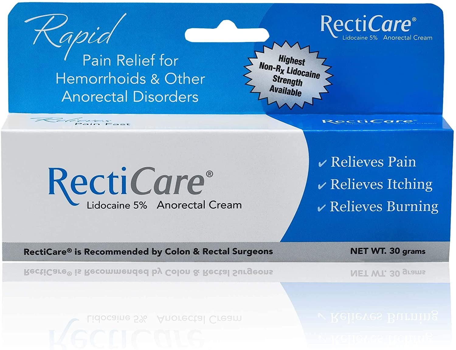 RectiCare Anorectal Lidocaine 5% Topical Anesthetic Cream, 30g (2 Pack ...