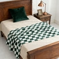 Green Checkered Flannel Blanket With Black And White Squares Pattern ...