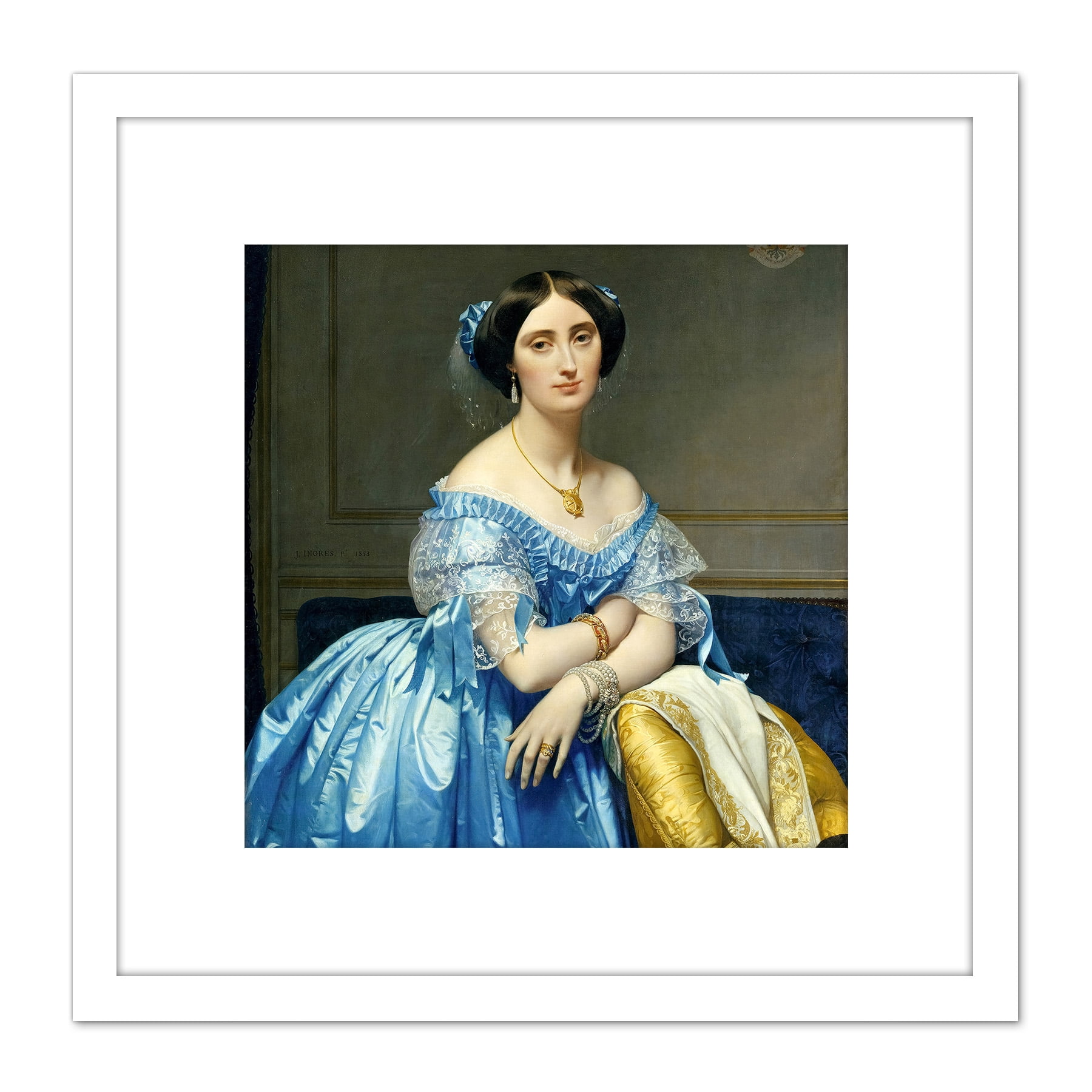 Ingres Portrait Princess De Broglie Painting 8X8 Inch Square Wooden ...