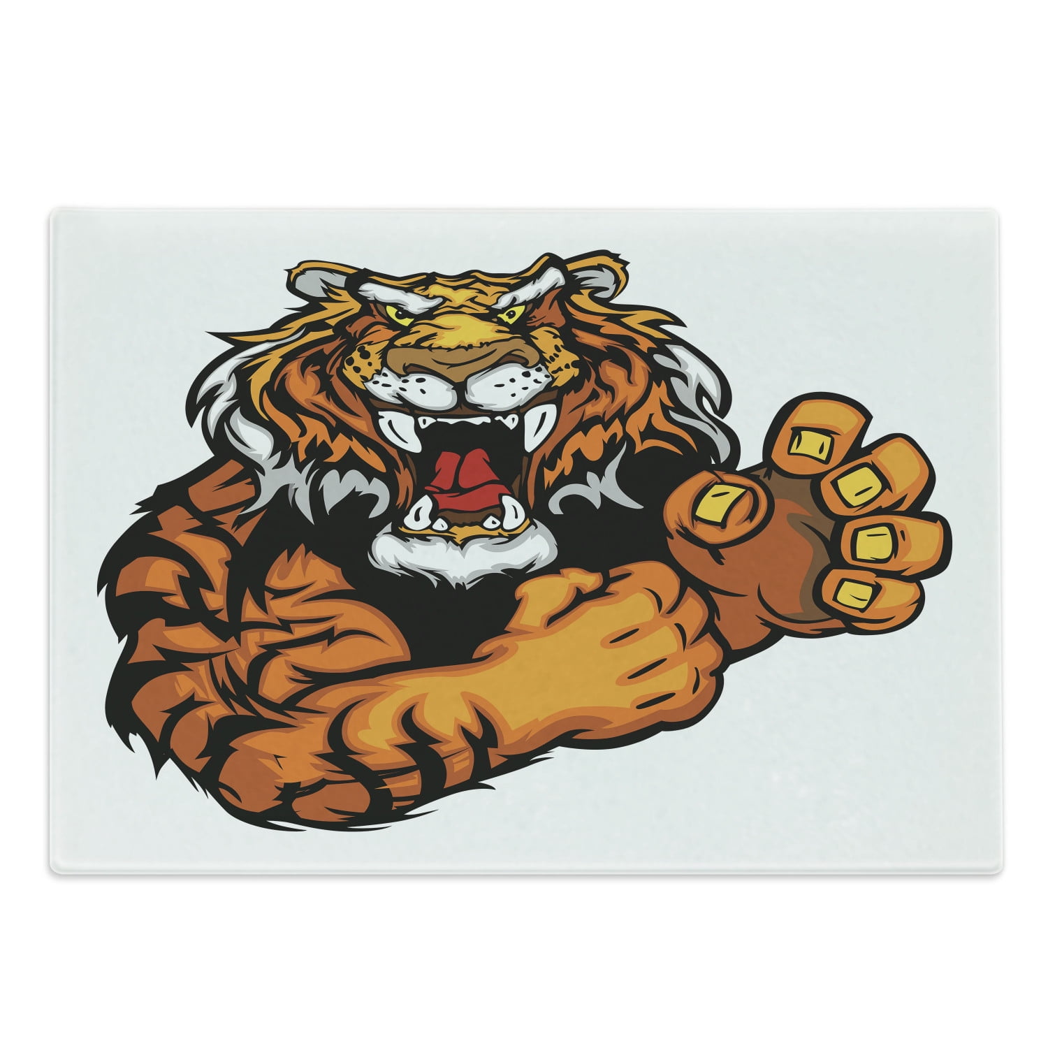 Tiger Cutting Board, Cartoon Styled Very Angry Muscular Large Feline ...