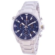 96B285 Men's Quartz Wrist Chronograph, Blue Dial, Silver-Tone, 44.5mm ...
