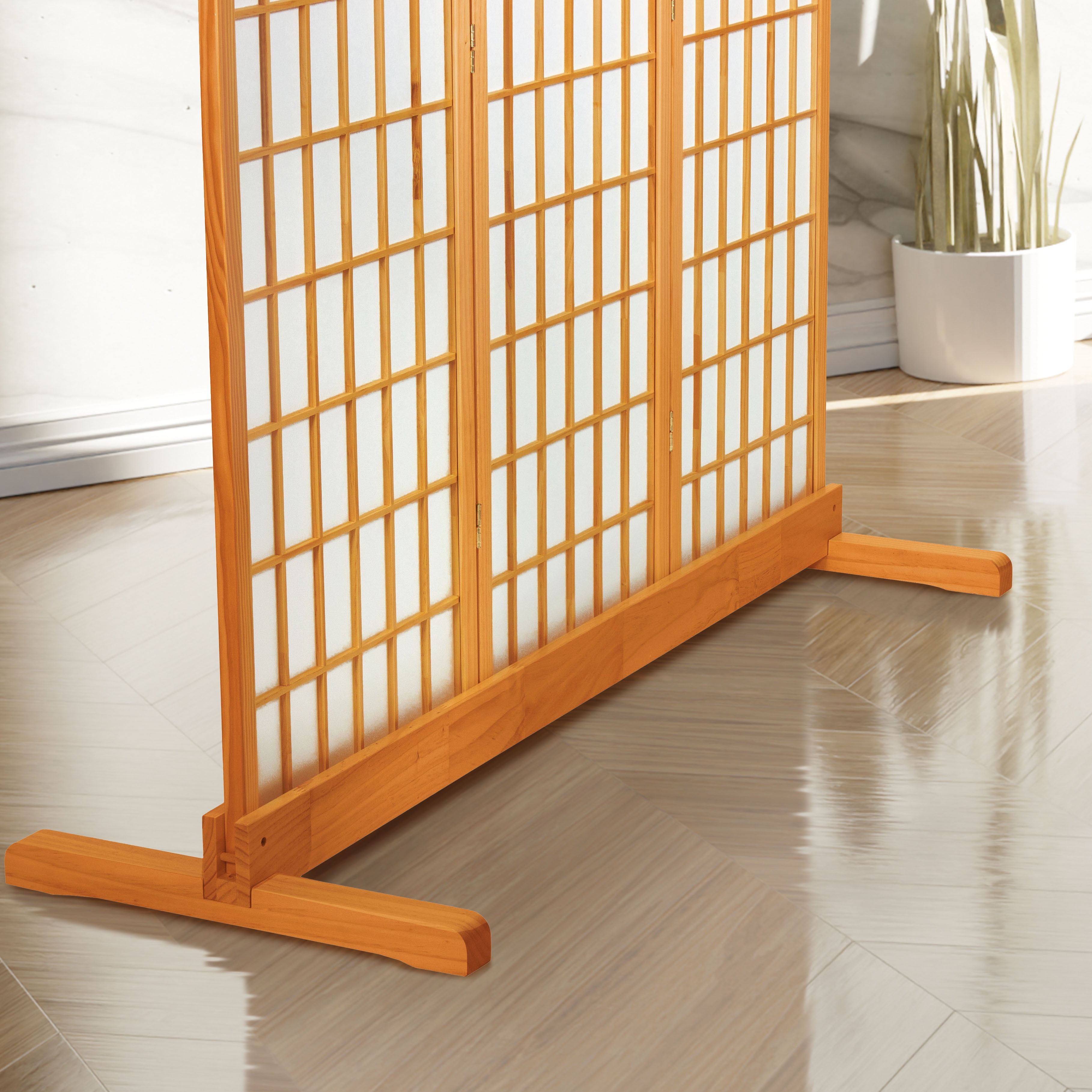 Room Divider Stand Honey 3 Panel - Walmart.com