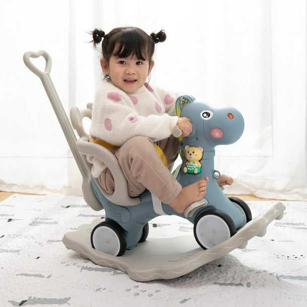 Beileda Kid Music Rocking Horse Children Rocking Chair Sliding Cart Infant Multi Function Rocking Chair Equestrian Ride On Toys Green