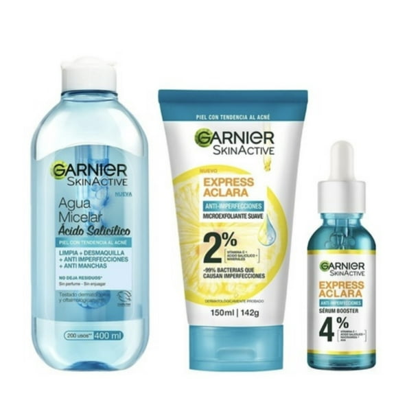 Kit Garnier Rutina Express Aclara Anti Acné Ácido Salicílico Garnier ...