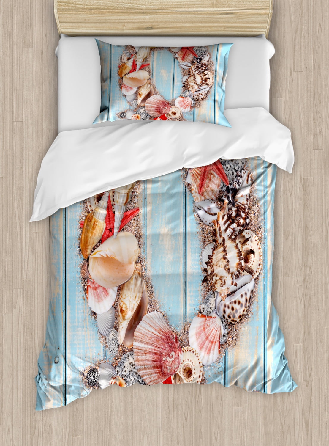 Letter Q Twin Size Duvet Cover Set, Letter Q Various Nautical Animals ...