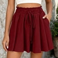 Bloomae Women's Flowy Summer Shorts Drawstring Elastic Ruffled Trim ...