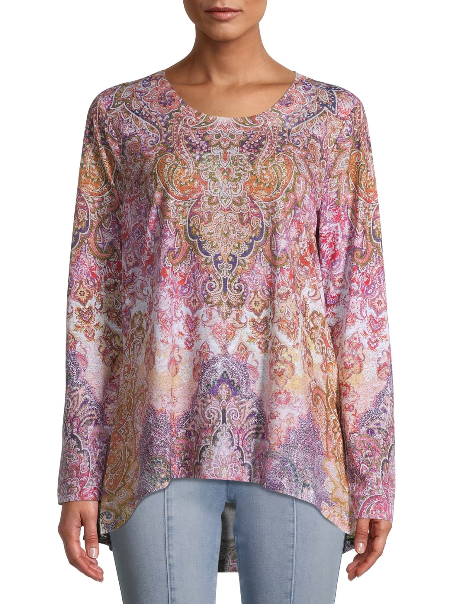 Time and Tru - Time and Tru Women's Hi/Lo Sublimation Top with Long ...