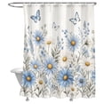 Blue Daisies Shower Curtain, Summer Flower Vintage Rustic Butterfly ...
