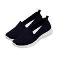 Dark Blue Womens Knit Shoes Solid Color Slip On Low Top Lightweight ...