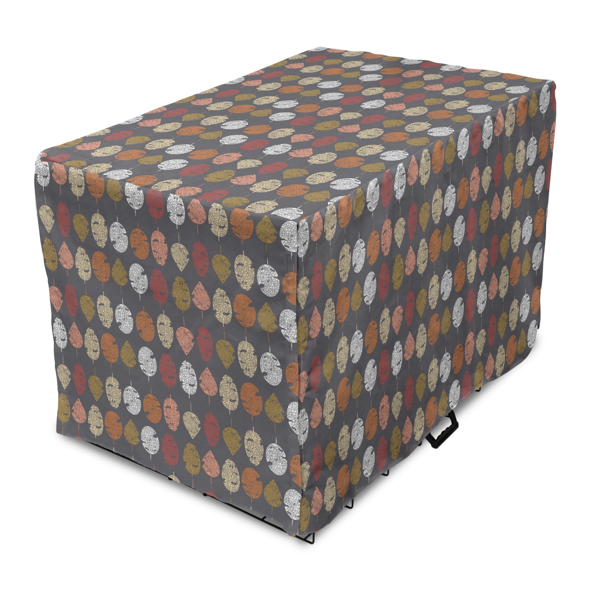 Leaf Dog Crate Cover, Autumnal Tones Fall Foliage Mosaic Pattern of ...