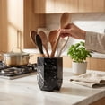 Elborse Marble Utensil Holder 6.5 inches Black Spatula Set for Kitchen ...