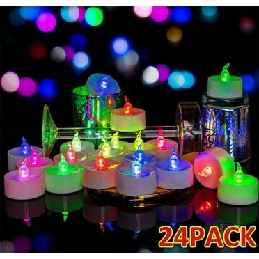 LumaBase Battery Operated Tea Light Candles - Set of 12 (Purple ...