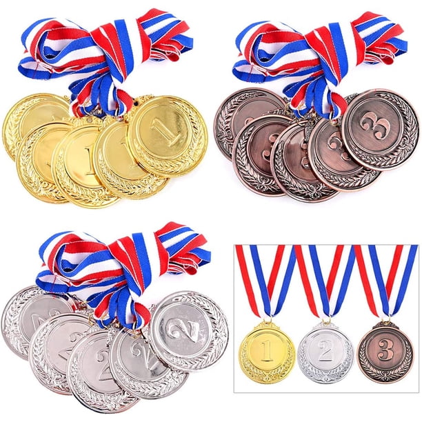 HTAIGUO 15 Pieces Metal Award Medals with Neck Ribbon - Olympic Style ...