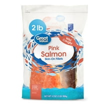 Great Value Frozen Wild Caught Pink Salmon Skin-on Fillets, 2 lb ...