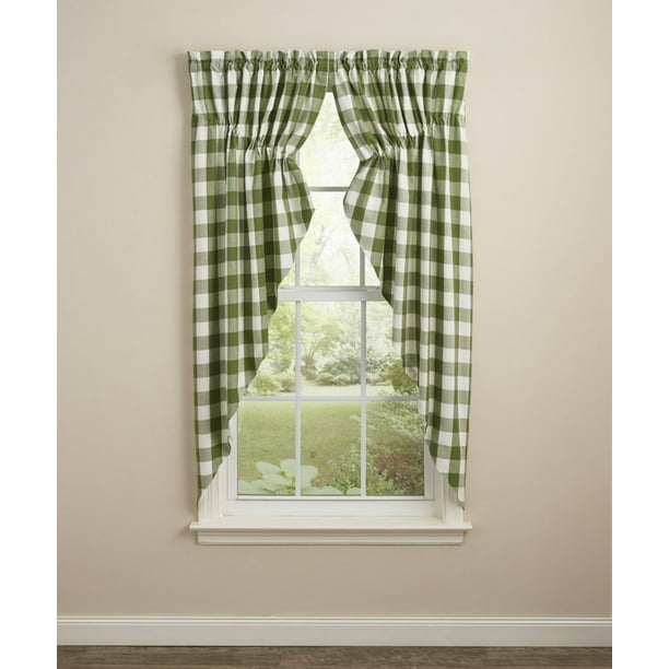 Wicklow Sage Buffalo Check Lined Gathered Swag 72''X63'' - Walmart.com