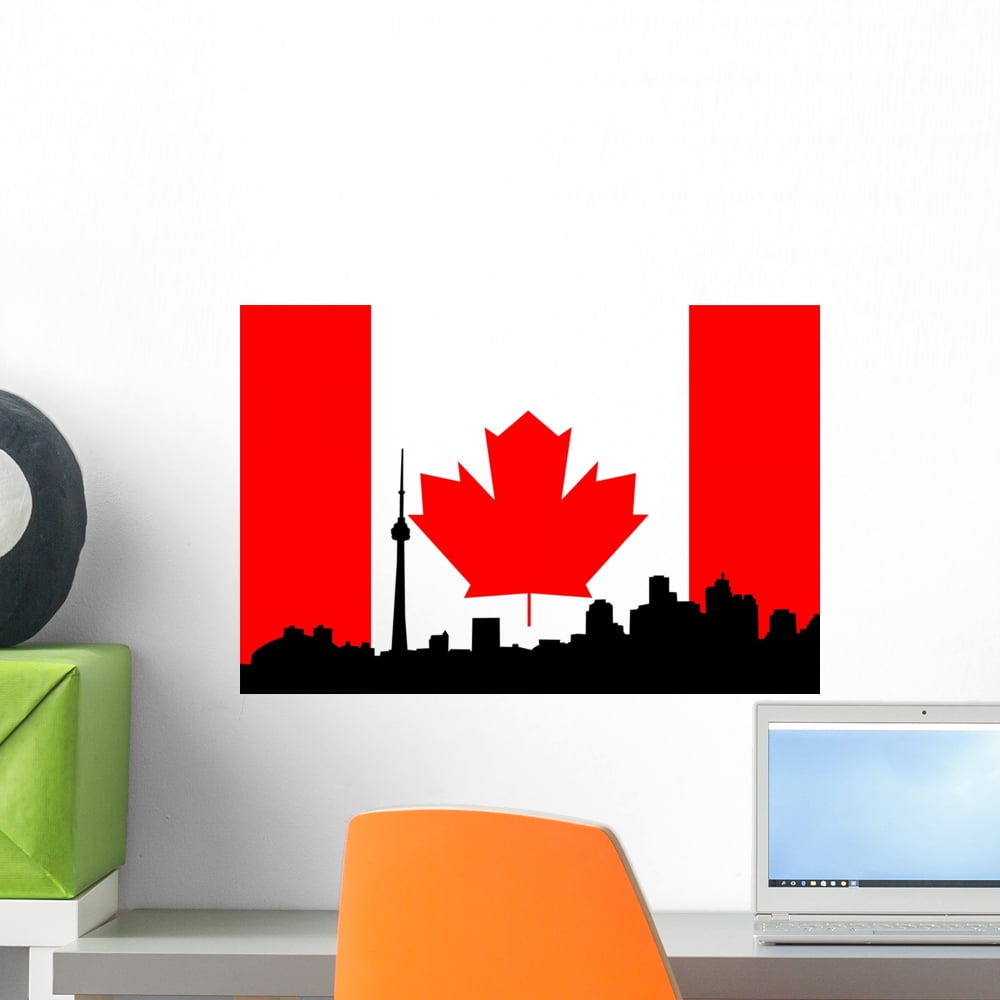 Toronto Skyline against Canadian Wall Mural Decal Sticker, Wallmonkeys ...
