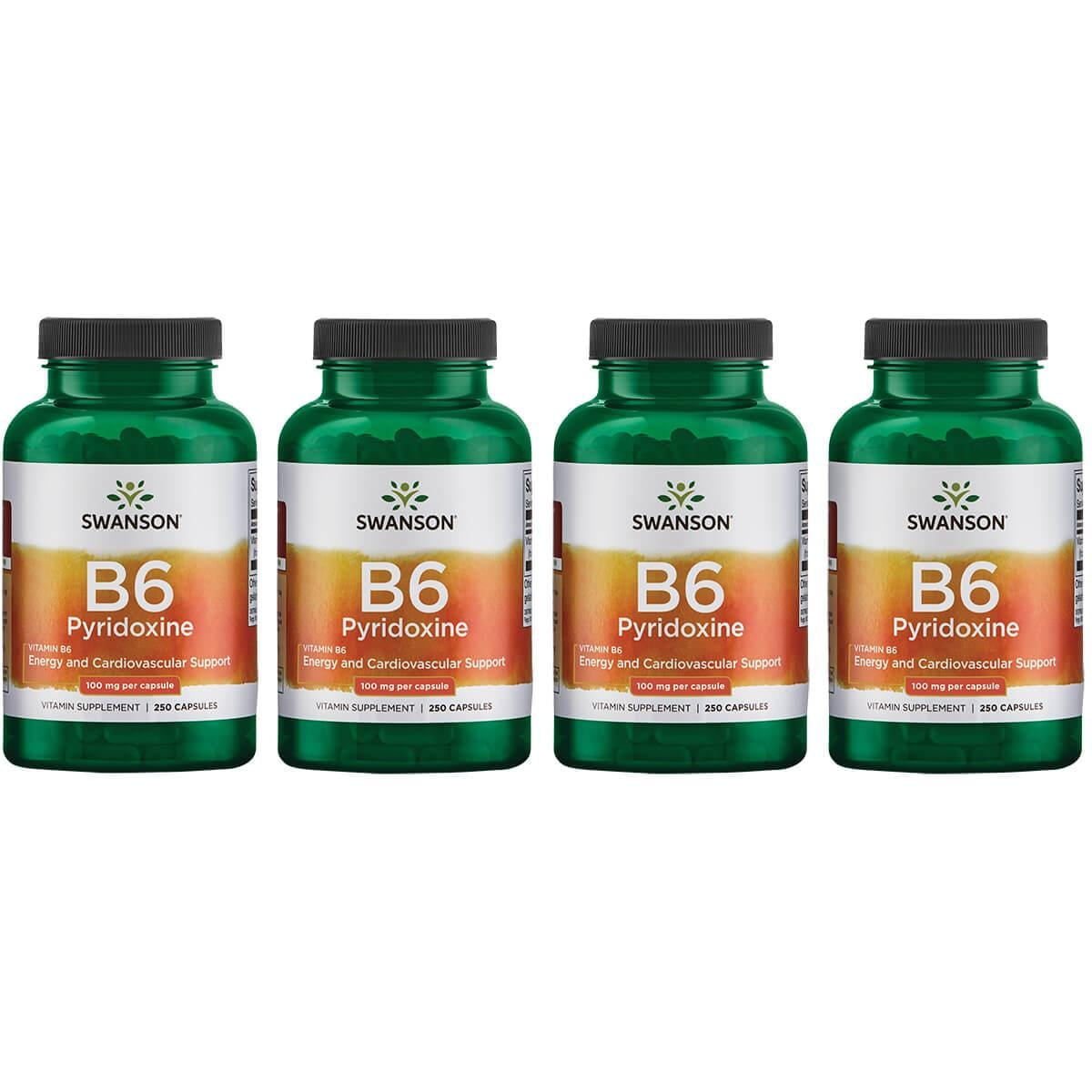 Swanson Vitamin B6 Pyridoxine 100 mg 250 Caps 4 Pack - Walmart.com