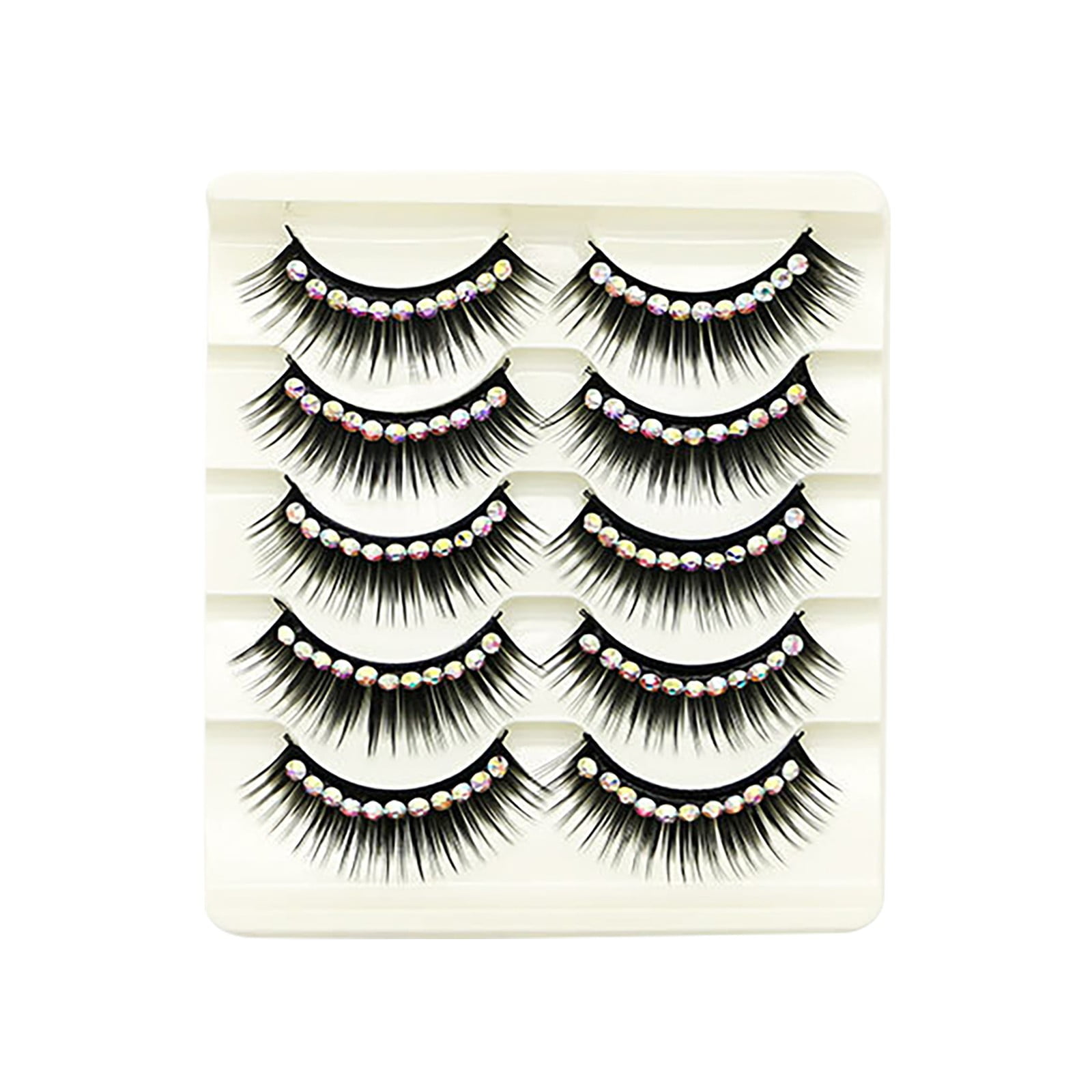 Zttd Synthetic Fiber Eyelashes With Rhinestones Thick Eyelash Reusable Lashes Wispy And Light