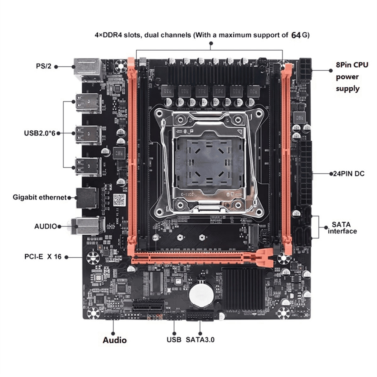 X99E Motherboard+E5 2673 V3 CPU+Thermal Grease Support 4 DDR4 RECC RAM ...