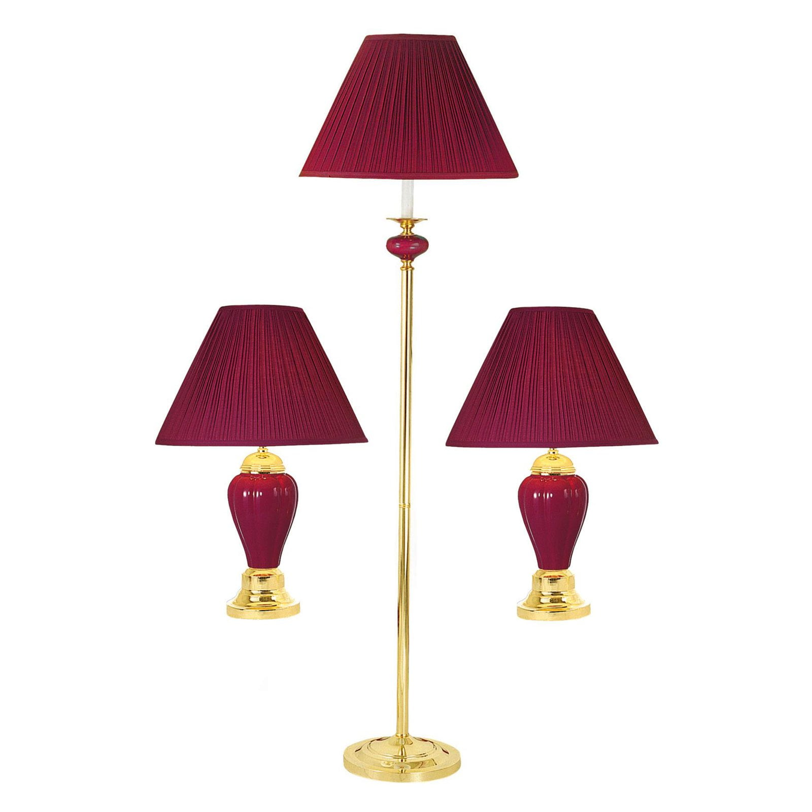 Burgundy Ceramic Table and Floor Lamp, Set of 3 - Walmart.com