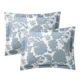 My Texas House Veronica 3-Piece Blue Floral Cotton Slub Comforter Set ...